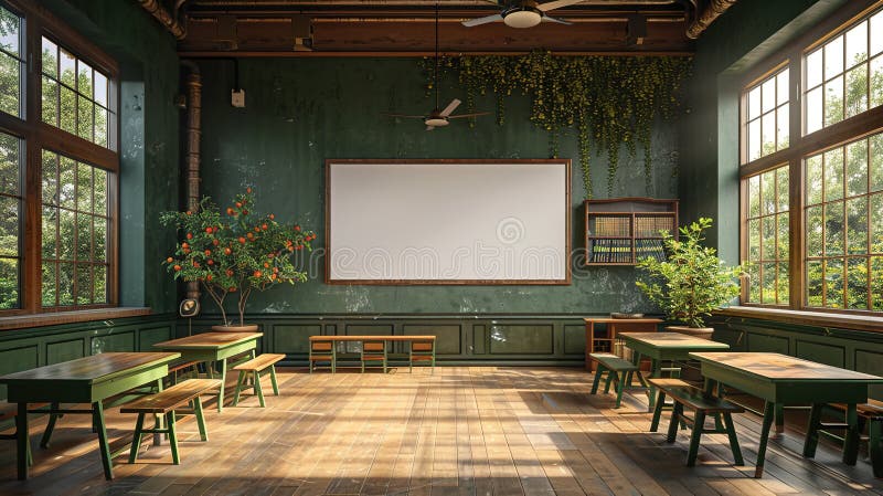 3d Rendering of a Modern Empty Classroom with a Board Stock ...