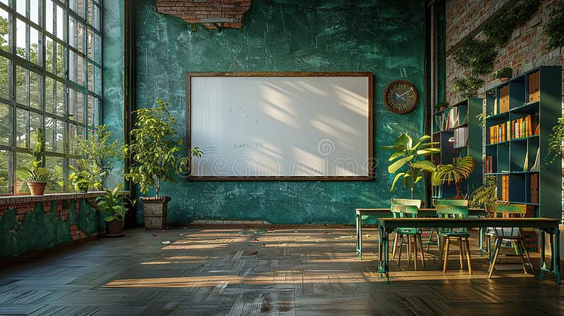 3d Rendering of a Modern Empty Classroom with a Board Stock ...