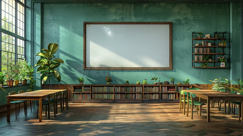 3d Rendering of a Modern Empty Classroom Stock Illustration ...