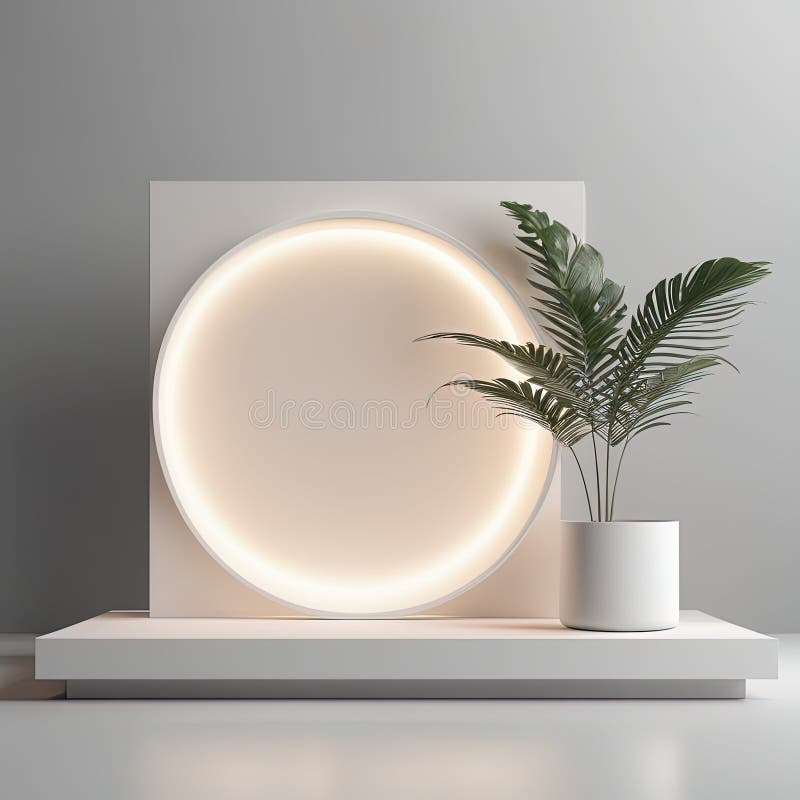 3d Rendering of Modern Empty White Circle Shape Podium with Abstract ...