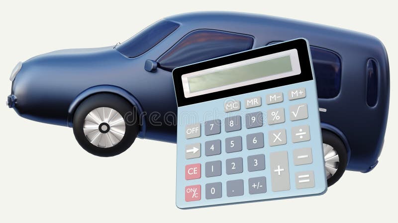 Close Up View of a Modern EV Car and a Calculator Stock Illustration ...