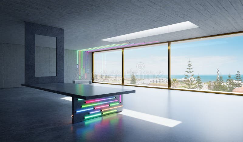 3D Rendering of a Modern and Futuristic Loft Interior Design Stock ...