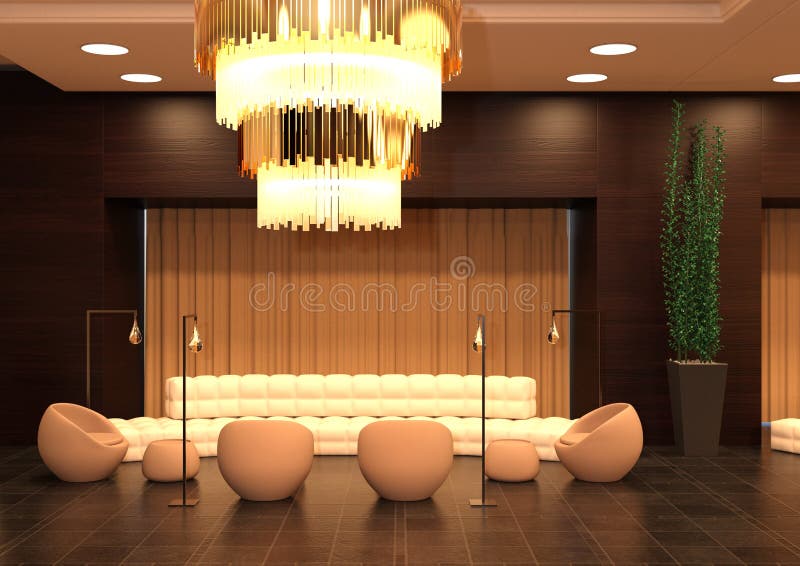 3D Rendering Hotel Reception Interior Stock Photo - Image of rendering ...