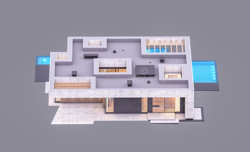 3d Rendering of Modern House with Bionic Natural Curves Plastic Forms ...