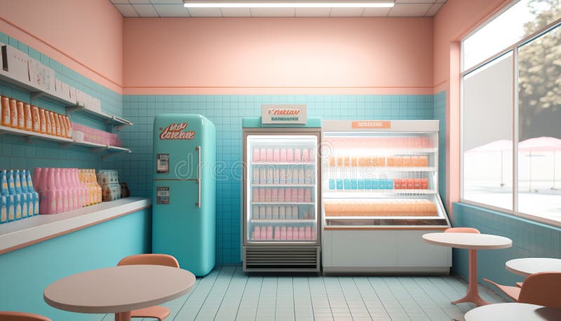 3d Rendering of a Modern Ice Cream Shop in a Small Town Stock ...