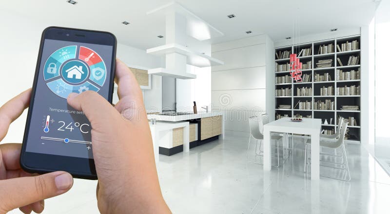 Home Automation Modern Interior Kitchen Stock Image - Image of modern ...