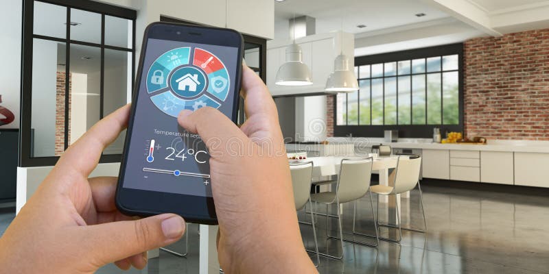 Home Automation Modern Interior Kitchen Stock Photo - Image of ...