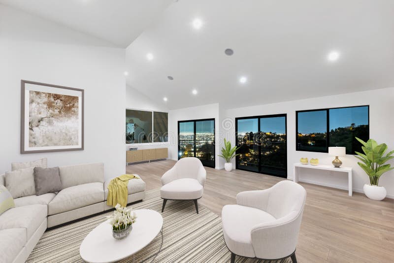 Modern Living Room Interior during of a Building Process Editorial ...