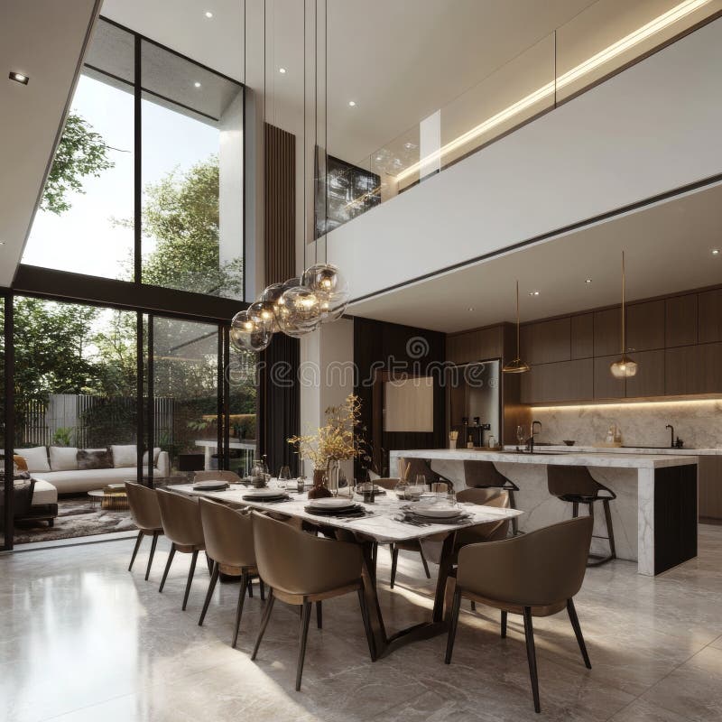 3d Rendering of Modern Luxury Dining Room in a Luxurious House. Stock ...