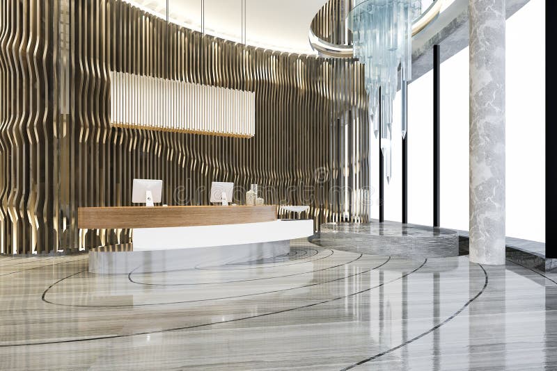 3d Rendering Modern Luxury Hotel and Office Reception and Lounge Stock ...