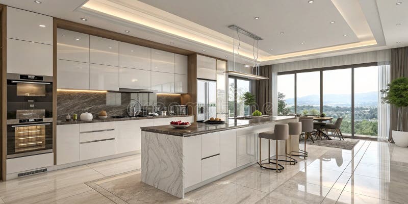 3d Rendering Modern Luxury Kitchen Interior Design Stock Image - Image ...
