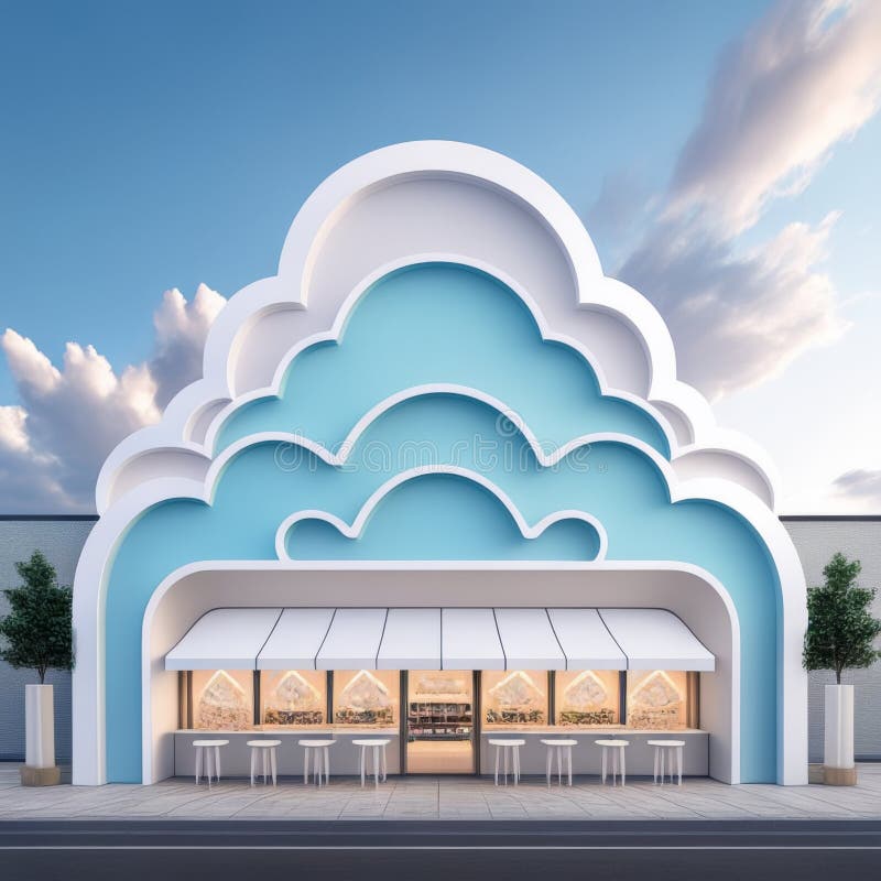 3D Rendering of a Modern Office Building with Clouds in the Sky Stock ...