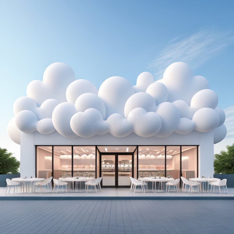 3D Rendering of a Modern Office Building with Clouds in the Sky Stock ...