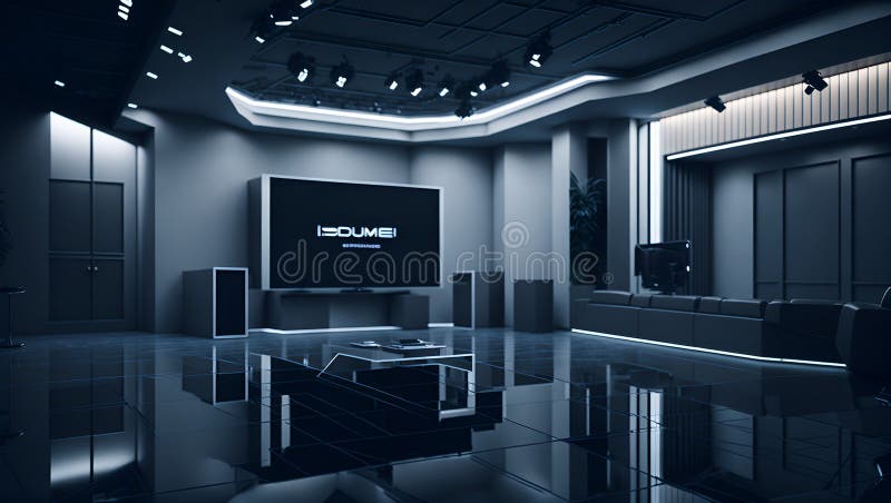3d Rendering of Modern Office Interior with TV on Wall Mockup Stock ...
