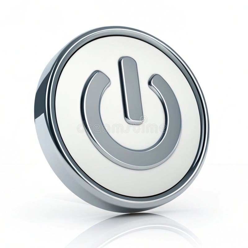 Power Button Icon with 3D Modern Style Isolated on White Background ...