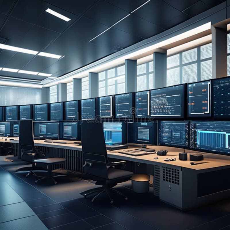 3D Rendering of a Modern Server Room with Computers and Servers ...