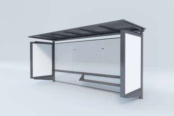 3D Rendering of a Modern Simple Bus Stop Side View on White Background ...