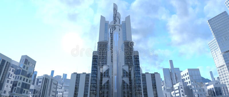 3D Rendering of the Modern Skyscraper Stock Illustration - Illustration ...