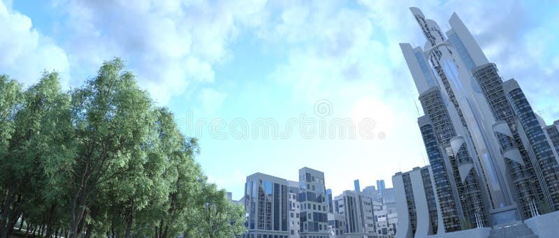 3D Rendering of the Modern Skyscraper Stock Illustration - Illustration ...