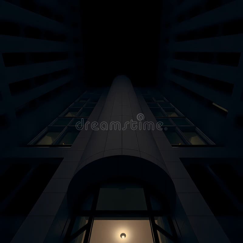 3d Rendering of a Modern Skyscraper in the Night Illuminated by the ...