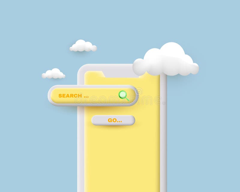 3d Rendering Modern Style Handphone Search Engine Bar on Stock Vector ...