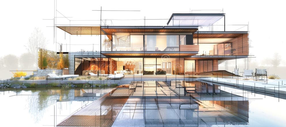 A 3D Rendering of a Modern Villa Design with an Infinity Pool ...