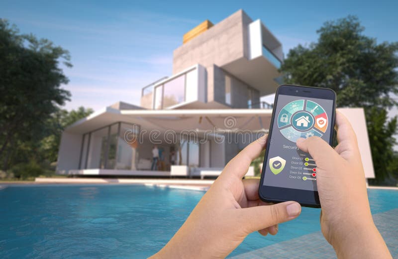 Luxurious Modern Smart House Stock Image - Image of phone ...