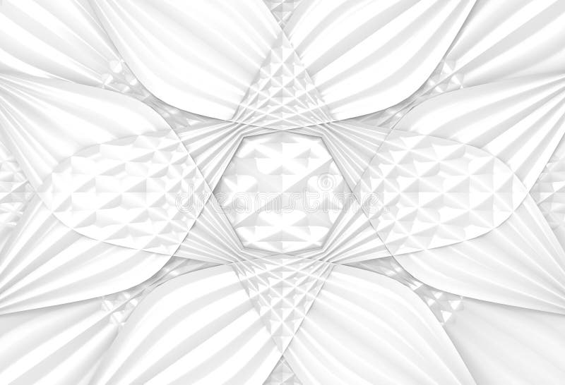 3d Rendering. Modern White Curve Stripped Pattern Flower Design ...