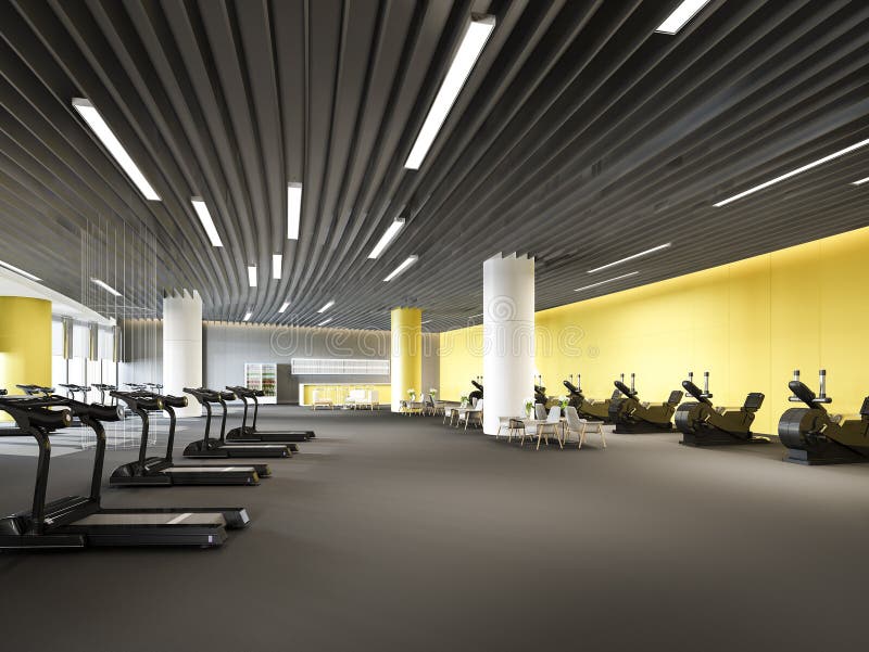 3d Rendering Modern Yellow Gym and Fitness Stock Illustration ...