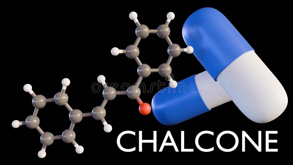 A Molecular Structure of Chalcone and Blue and White Drug Capsule-like ...