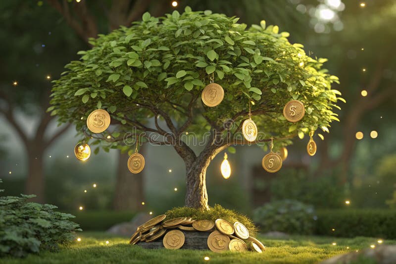 3d Rendering of Money Tree - Generated by Ai Stock Illustration ...