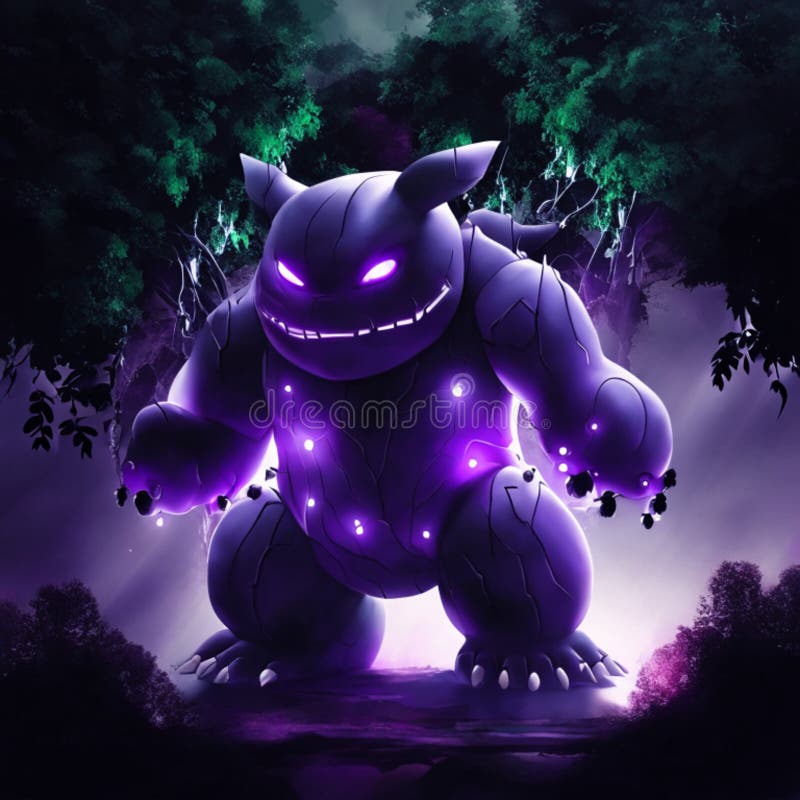 3d Rendering of a Monster in a Dark Forest with Neon Lights AI ...