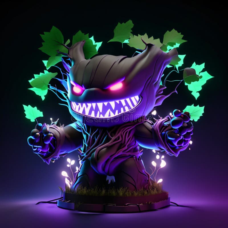 3d Rendering of Monster with Halloween Text in Neon Light Generative AI ...