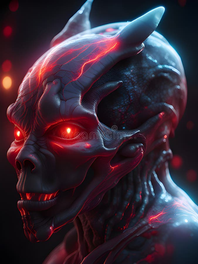 3d Rendering of a Monster with Neon Lights in the Background Stock ...