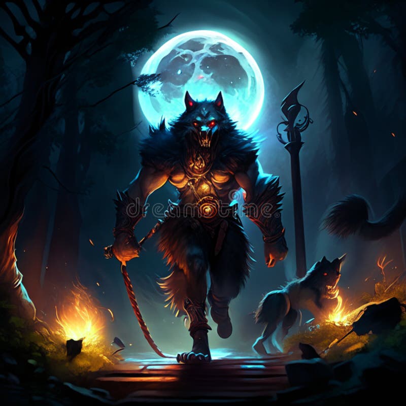 3D Rendering of a Monster Standing in Front of a Full Moon AI Generated ...