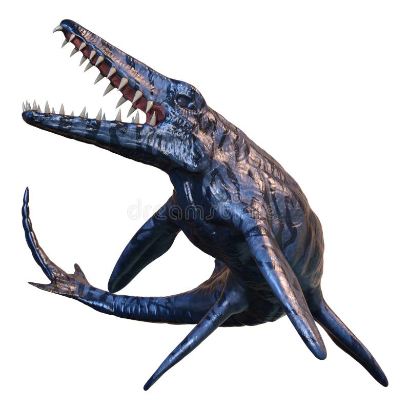 Mosasaurus Isolated on White. Water Dinosaur Predator in Violet Color ...