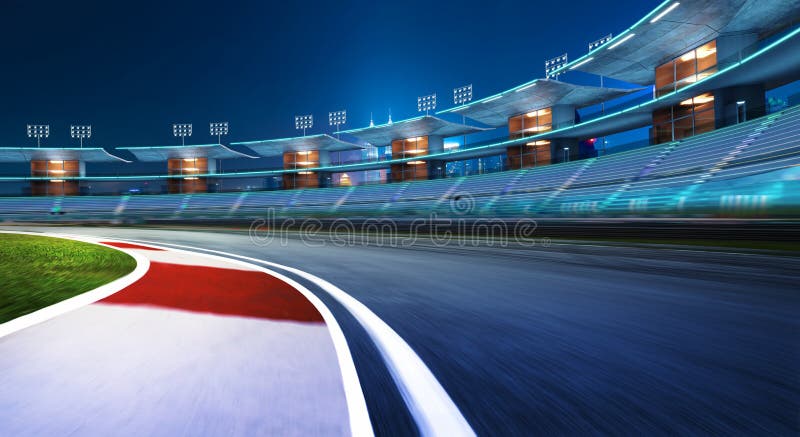 3d Rendering of Motion Blurred Night Scene Race Track Stock ...