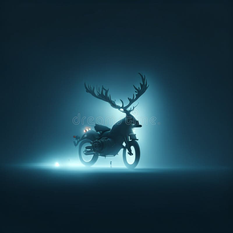 3d Rendering of a Motorcycle with Reindeer in the Dark Generative AI ...