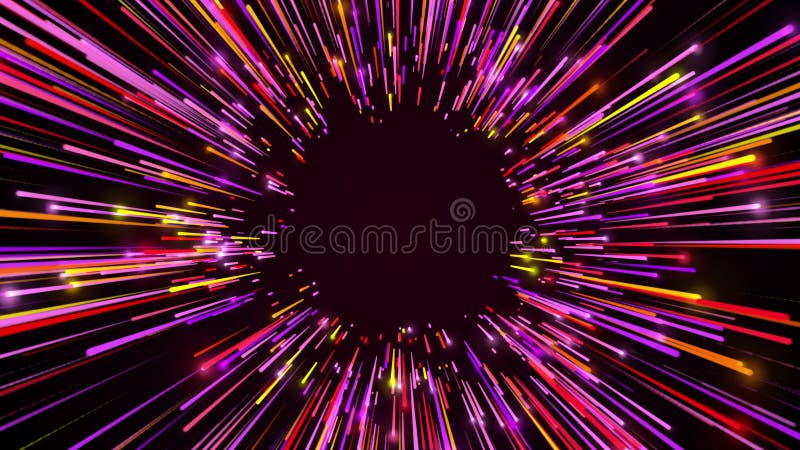 3d Rendering Movement through Long Corridor from Beams. Speed of Light ...