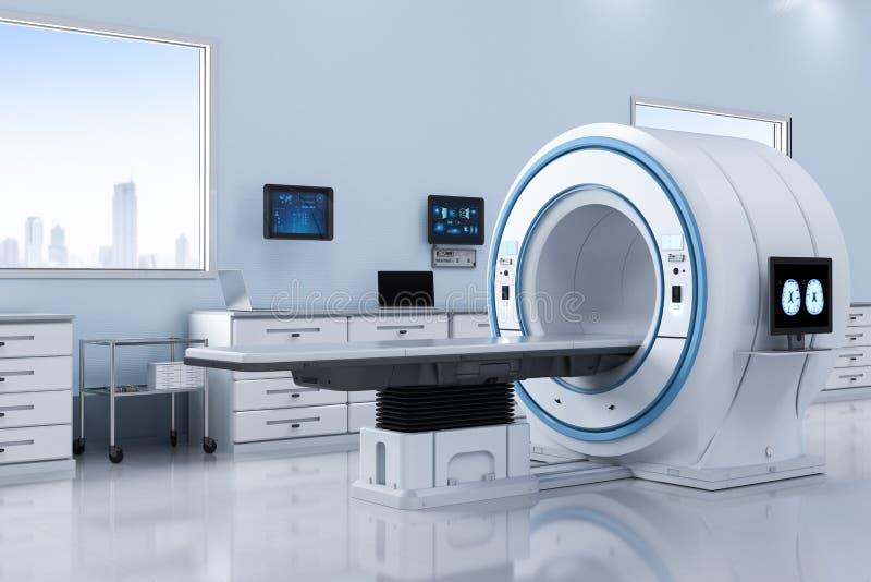 Mri scan machine stock illustration. Illustration of room - 160332170
