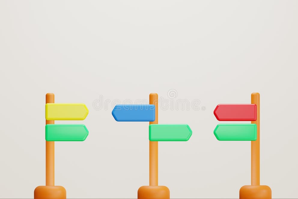 3D Rendering of Multi Colored Signs Facing Different Directions ...