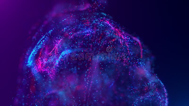 3D Rendering of a Multicolored, Vibrant, Abstract Cloud of Particles in ...