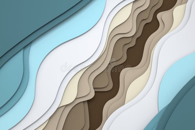 3d Rendering, Multilayer Paper Cut Illustration Background Stock ...