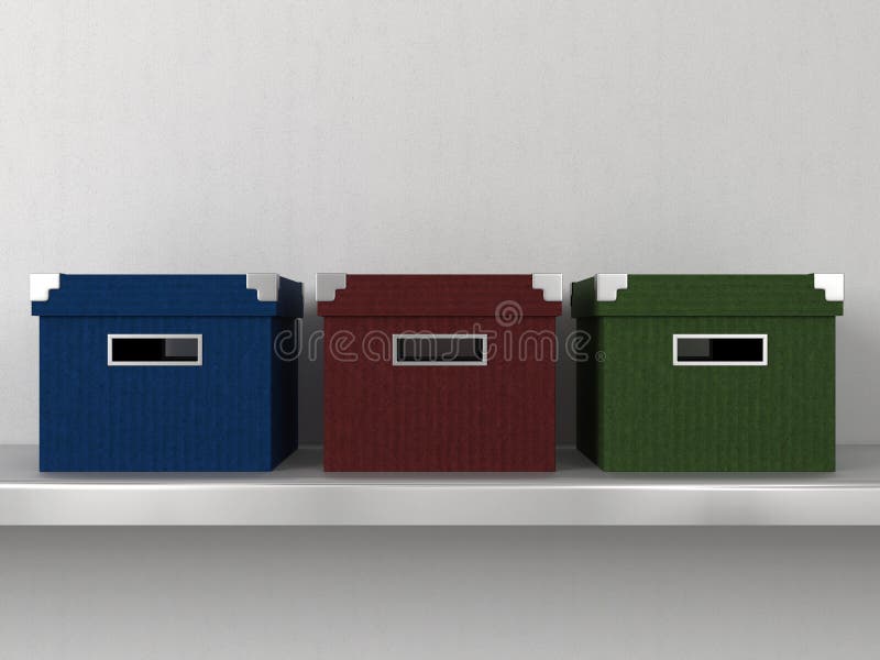 3d Rendering of Multiple Colors Cardboard Boxes for Documents with ...