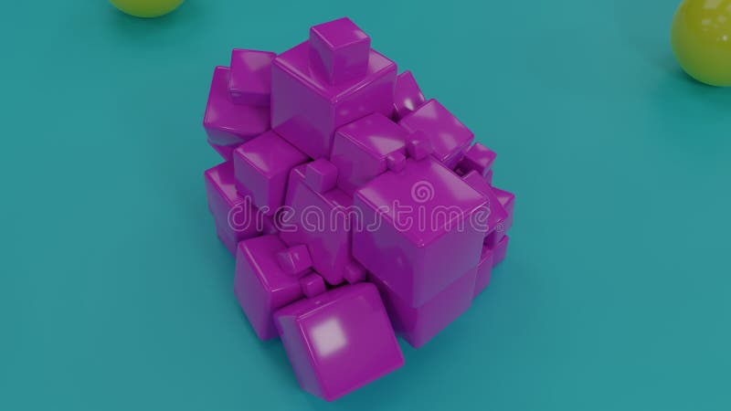3d Rendering of Multiple Cubes of Different Sizes and the Same Color ...