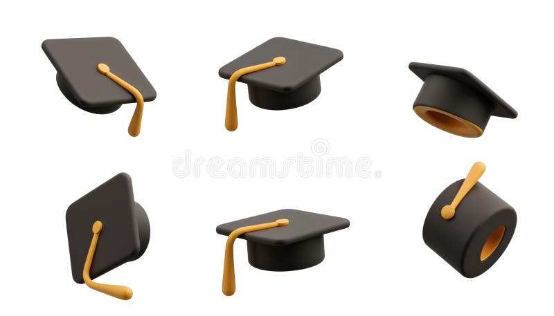 A 3d Rendering of Multiple Graduation Caps, Symbolizing Educational ...