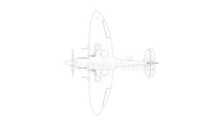3d Rendering Multiple Technical Drawing Views of a Spitfire Stock ...