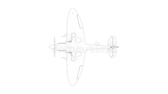 3d Rendering Multiple Technical Drawing Views of a Spitfire Stock ...
