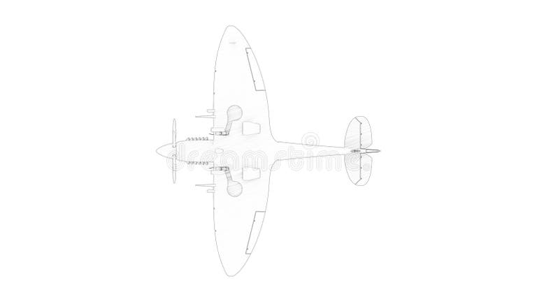 3d Rendering Multiple Technical Drawing Views of a Spitfire Stock ...