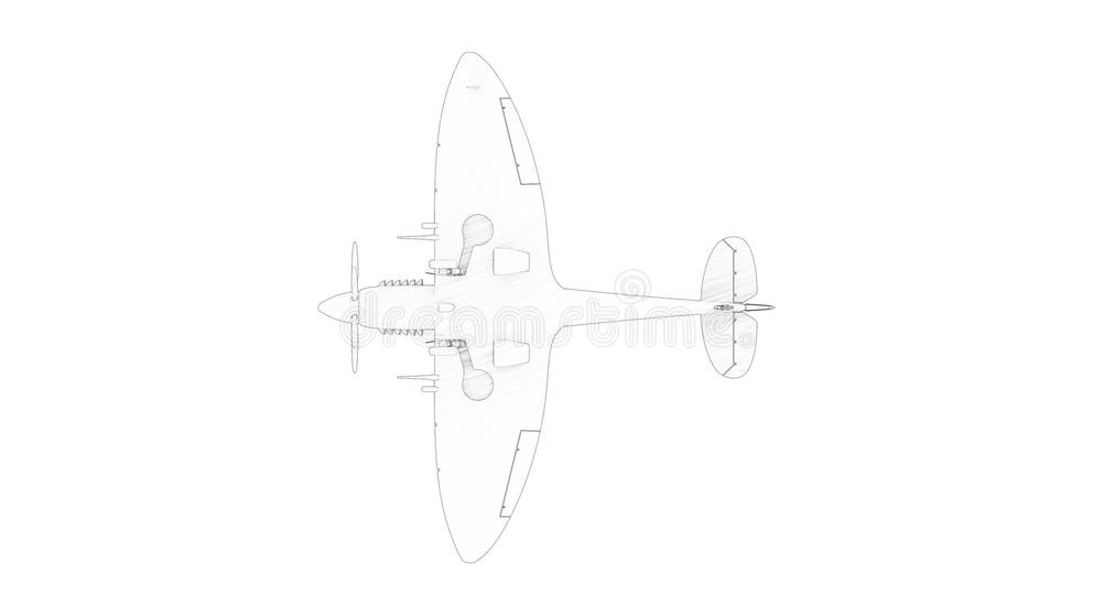 3d Rendering Multiple Technical Drawing Views of a Spitfire Stock ...